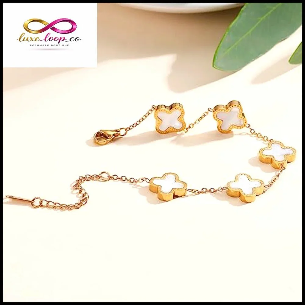 Jewelry | Stainless Steel Clover Bangle Bracelet Set With Extension ...